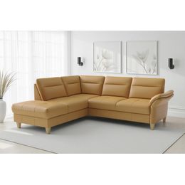 Sit & More Ecksofa SIT & MORE, B:218cm H:90cm T:212cm, grau, Wohnzimmer, Sofas, "Pamela L-Form, Leder, B: 218 cm", optional Armteilverstellung, Schlaffunktion &