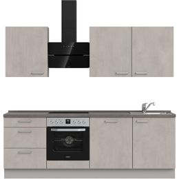 K&uuml;chenzeile Nobilia, B:240,3cm H:216,6cm T:60cm, grau, Komplettk&uuml;chen-Sets, ""Riva II", NEU: individuell anpassbar mit gratis Profi-Beratung",