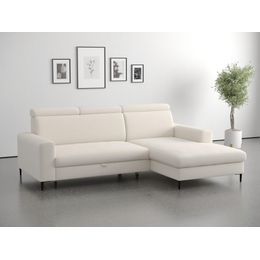 Ecksofa TRENDS BY HG, B:250cm H:104cm T:166cm, beige, 92% Polyester;8% Nylon, Wohnzimmer, Sofas, "Nizza, L-Form, B: 250cm", mit Schlaffunktion und