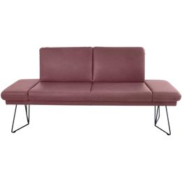 K+w Komfort & Wohnen Essbank, B:206cm H:88cm T:66cm, rot, K+W KOMFORT & WOHNEN, Wohnzimmer, Sitzb&auml;nke, "Pego Polsterbank", Seitenteilverstellung, wahlweise in 206 oder