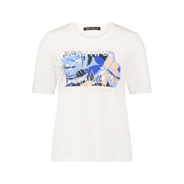 Betty Barclay Damen Kurzarmshirt "Damen mit Placement"patch cream, blau, Gr. 40, Jersey, Obermaterial: 95% Baumwolle, 5% Elasthan, Shirts