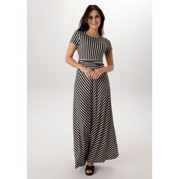 Damen Sommerkleid, schwarz-wei&szlig;, Gr. 38, Aniston SELECTED, bedruckt, gemustert, gestreift, Single Jersey, Obermaterial: 95% Viskose, 5% Elasthan,