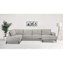 Wohnlandschaft OTTO HOME, B:345cm H:85cm T:210cm, braun, 100% Polyester, Sofas, "OLAND Flachgewebe U-Form, XXL, B: 345 cm, Skandi-Design", U-Form,