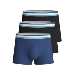Calida Herren Boxershorts "Natural Benefit", Gr. XXL, blau, Single Jersey, Obermaterial: 95% Baumwolle, 5% Elasthan, gemustert, Unterhosen, Single