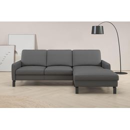 Ecksofa Home Affaire, B:244cm H:86cm T:164cm, grau, 100% Leder, Wohnzimmer, Sofas, inkl. saugroboterfreundliche H&ouml;he & schmale Armlehnen