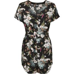 Urban Classics Damen Jumpsuit "Urban Classics Damen Ladies Short Viscose Belt Jumpsuit", bunt, Gr. XS, 100% Viskose, Overalls