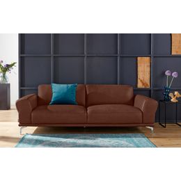 2,5-Sitzer W.Schillig, B:232cm H:78cm T:94cm, braun, Sofas, "montanaa bequem, Federkernunterfederung, elegant & edel", mit Metallf&uuml;&szlig;en in Chrom