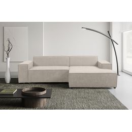 Ecksofa WERK2, B:268cm H:70cm T:163cmbeige, 100% Polyester, Wohnzimmer, Sofas, "Trento 268 x 163 cm modern und bequem", Chenille, L-Form