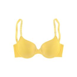 Lascana Schalen-BH ', T-Shirt-BH, B&uuml;gel-BH, Ela - perfect basic' gelb Gr. 95C. Mit Schleife. Mit B&uuml;gel