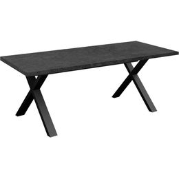 M&auml;usbacher Esstisch M&Auml;USBACHER, B:140cm H:73cm T:90cm, schwarz, Tische, Metallgestell in X-Form, ausziehbar