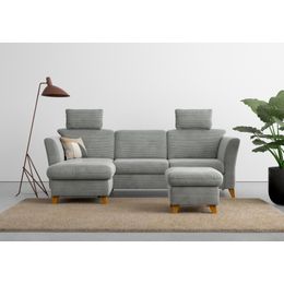 Ecksofa Home Affaire, B:249cm H:86cm T:162cm, silber, 100% Polyester, Wohnzimmer, Sofas, "Trelleborg L-Form", optional Schlaffunktion und Bettkasten,