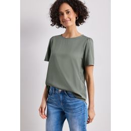 Street One Damen Kurzarmbluse, gr&uuml;n, Gr. 34, unifarben, Stoff, 100% Viskose, Blusen, mit Raffungen an den &Auml;rmeln