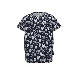 TRIGEMA M&auml;dchen T-Shirt "TRIGEMA T Shirt mit Druckkn&ouml;pchen und Allover-Druck "Herzen"", blau, Basic, Gr. 92, Single Jersey, 100% Baumwolle, Shirts