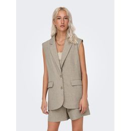 Only Damen Anzugweste "ONLLINDA S/L MEL OVERSIZE WAISTCOAT TLR", beige, Gr. 38, meliert, Web, Obermaterial: 97% Polyester, 3% Elasthan, Westen,