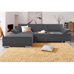 Sit & More Ecksofa SIT & MORE, B:282cm H:80cm T:162cm, grau, Kunstleder SOFTLUX;Struktur ( 100% Polyester);Struktur fein ( 90% Polyester; 10%