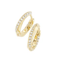 Damen Paar Creolen "mit wei&szlig;en Zirkonia, Silber 925", Silber 925 (Sterlingsilber), gold, Giorgio Martello MILANO, Silber 925 (Sterlingsilber),