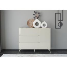 Sideboard, B:137cm H:109cm T:42cm, beige, SET ONE BY Musterring, Glas, Holzwerkstoff, Wohnzimmer, Sideboards, "Reno", Mit Winkelfu&szlig; in diversen