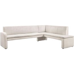Eckbank, B:265cm H:88cm T:196cm, wei&szlig;, exxpo - SOFA FASHION, Samtvelour (Zusammensetzung: 100% PES), Esszimmer, Sitzb&auml;nke, "Cortado, elegant und