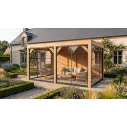 Holzpavillon Weka, braun, Garten, Pavillons, "Lumley Lauben-Set Gr. 3.3", BxTxH: 307x499x245 cm