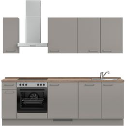 K&uuml;chenzeile Nobilia, B:240,3cm H:216,6cm T:60cm, grau, Komplettk&uuml;chen-Sets, ""Laser I", NEU: individuell anpassbar mit gratis Profi-Beratung",