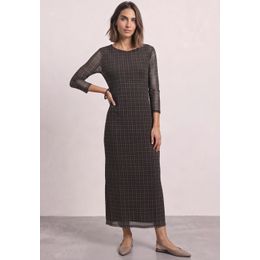 Street One Damen Midikleid, braun, Gr. 44, kariert, Stoff, Oberstoff: 95% Polyester, 5% Elasthan. Futter: 100% Viskose, Kleider, aus Mesh