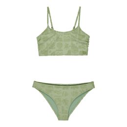 Roxy M&auml;dchen Bustier-Bikini "Beach Check", gr&uuml;n, Gr. 8, Recycling-Polyester, Bikini-Sets
