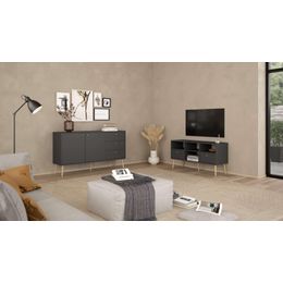 TV-Board Home Affaire, B:117,2cm H:60,8cm T:39,1cm, grau, Holzwerkstoff, Sideboards, "Bodo TV-M&ouml;bel, TV-Unit, Mediam&ouml;bel, Regal", 2 Schubladen und 4