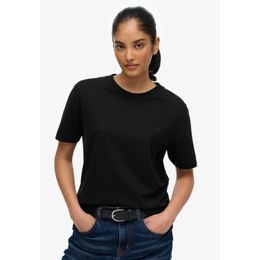 Superdry Damen T-Shirt "ESSENTIAL LOGO EMB TEE", schwarz, Gr. XXS, unifarben, Single Jersey, Obermaterial: 100% Baumwolle, Shirts, aus Baumwolle und