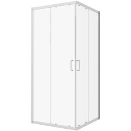 Eckdusche Welltime, B:100cm H:195cm T:100cm, grau, Duschkabinen, "New Trento", Extrahohe 195cm, 6mm ESG, verbessertes Rollensystem