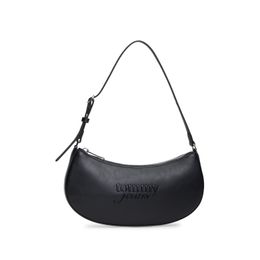 Tommy Jeans Damen Schultertasche "TJW MUST SHOULDER BAG", schwarz, Lederimitat, Taschen, Damen Handtasche, Tragetasche mit Logoschriftzug