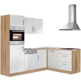 Winkelk&uuml;che KOCHSTATION, B:230cm H:200cm T:60cm, wei&szlig;, Komplettk&uuml;chen-Sets, "KS-Toronto", Stellbreite 230x170 cm, mit E-Ger&auml;ten