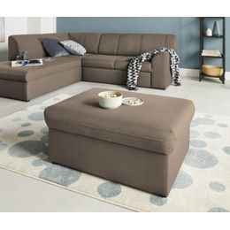 Hocker DOMO collection, B:93cm H:40cm T:69cm, braun, Wohnzimmer, Hocker, "Topper", mit Wellenunterfederung, auf Kunststoffgleitern