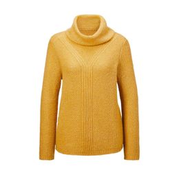 GOLDNER Damen Strickpullover "Kurzgr&ouml;&szlig;e Strickpullover mit interessanter Struktur und Glitzergarn", gelb, Gr. 25, Obermaterial: 90% Polyacryl PAN.