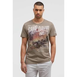 CAMP DAVID Herren Rundhalsshirt, beige, Gr. M, bedruckt, Web, Material: 100% Baumwolle, Shirts, aus Baumwolle
