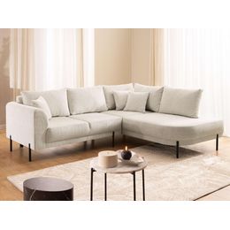 Ecksofa Home Affaire, B:231cm H:83cm T:198cm, beige, 100% Polyester, Wohnzimmer, Sofas, "NELLIA L-Form mit Ottomane rechts oder links bestellbar,
