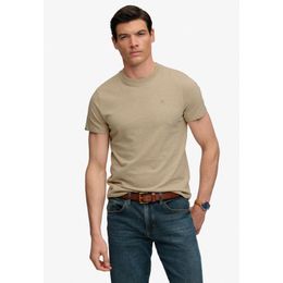 Superdry Herren Rundhalsshirt "ESSENTIAL SDCO LOGO EMB TEE", beige, Gr. XXXL, meliert, unifarben, Single Jersey, Obermaterial: 100% Baumwolle,
