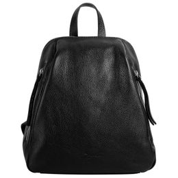 Samantha Look Damen Cityrucksack, schwarz, Leder, Rindsleder, leicht gl&auml;nzend, unifarben, Rucks&auml;cke, echt Leder, Made in Italy