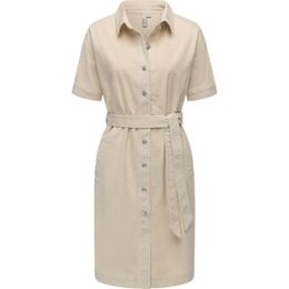 Ragwear Damen Cordkleid "Rozyna Cordy YOUMODO", beige, Gr. S, Material: 98% Baumwolle, 2% Elasthan, Kleider, Kurz&auml;rmliges Kordkleid mit Hemdkragen