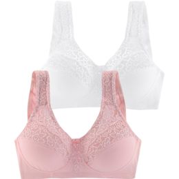 petite fleur by Lascana Damen Entlastungs-BH, ros&eacute;+wei&szlig;, Gr&ouml;&szlig;e 100F