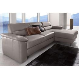 Sit & More Ecksofa SIT & MORE, B:251cm H:85cm T:165cm, grau, NaturLEDER (echtes Rindsleder), Korpus in Kunstleder SOFTLUX;Luxus-Microfaser (100%