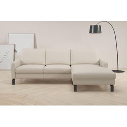 Ecksofa Home Affaire, B:244cm H:86cm T:164cm, beige, 100% Leder, Wohnzimmer, Sofas, inkl. saugroboterfreundliche H&ouml;he & schmale Armlehnen