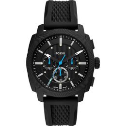 Fossil Herren Chronograph "Machine", schwarz, Armbanduhren, Quarzuhr, Armbanduhr, Herrenuhr, Silikonarmband, analog
