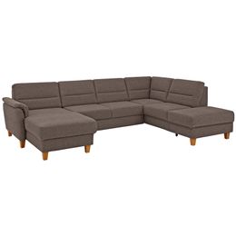 Wohnlandschaft Home Affaire, B:308cm H:89cm T:212cm, braun, 100% Polyester;Struktur (100% Polyester);Luxus-Microfaser in Lederoptik (100% Polyester),