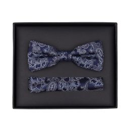 Venti Herren Fliege "Venti Set aus Fliege und Einstecktuch gemustert", blau, 100% Seide, Fliegen