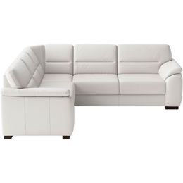 Sit & More Ecksofa SIT & MORE, B:255cm H:88cm T:225cm, wei&szlig;, Wohnzimmer, Sofas, "Montego Leder, L-Form, B: 255cm", wahlweise mit Schlaffunktion und Schubkasten