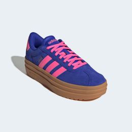 Damen Plateausneaker "VL COURT BOLD", adidas Sportswear, Gr. 38, blau, Leder, Synthetik, Schuhe, inspiriert vom Design des adidas gazelle bold