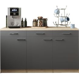 Mehrzweckschrank-Set respekta, B:150cm H:200cm T:60cm, grau, Kastenm&ouml;bel-Sets, "Merle", Breite 150 cm, Soft-Close, Metallstangengriffe, 85 cm