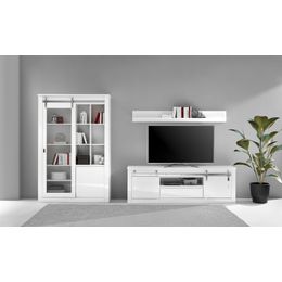 Wohnwand Home Affaire, B:349cm H:200cm T:43cm, wei&szlig;, Holzwerkstoff, Wohnzimmer, Kastenm&ouml;bel-Sets, "Daytona, moderne Anbauwand, Wohnzimmer-Set in Wei&szlig;