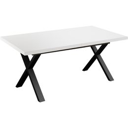 M&auml;usbacher Esstisch M&Auml;USBACHER, B:140cm H:73cm T:90cm, schwarz-wei&szlig;, Tische, Metallgestell in X-Form, ausziehbar