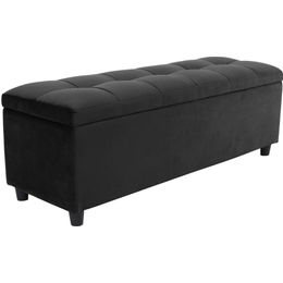 Bettbank, B:120cm H:42,5cm T:40cm, schwarz, Holzwerkstoff, Massivholz, Polyester, Schlafzimmer, Sitzb&auml;nke, "Abgesteppt", Mit Stauraum, auch als